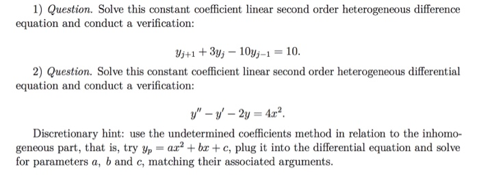 Solved 1) Question. Solve this constant coefficient linear | Chegg.com
