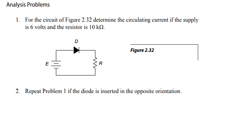 Solved Analysis Problems 1. For the circuit of Figure 2.32 | Chegg.com