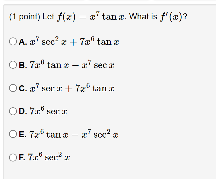 Solved (1 point) Let f(x)=ex. What is f−1(e) ? A. e B. e1 C. | Chegg.com