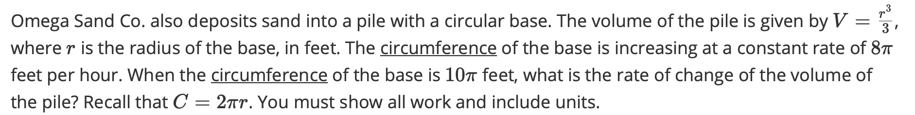Solved Omega Sand Co. also deposits sand into a pile with a | Chegg.com