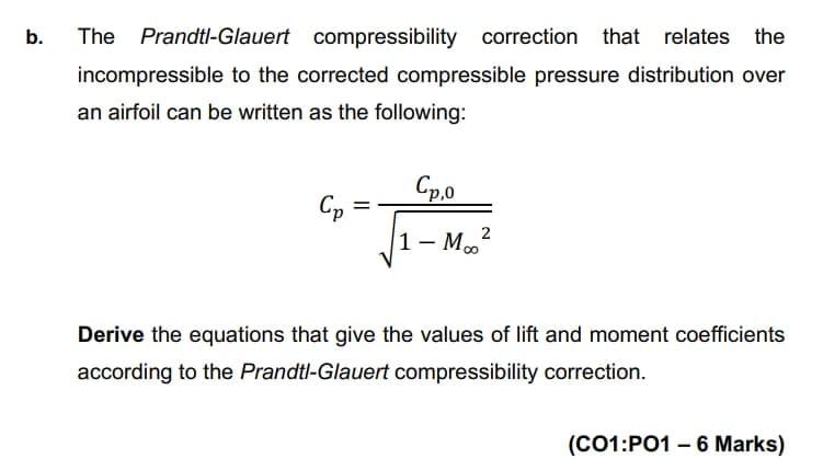 Solved b. The Prandtl-Glauert compressibility correction | Chegg.com