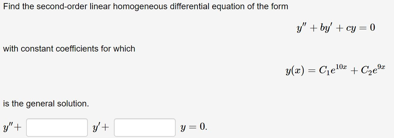 Solved Find the second-order linear homogeneous differential | Chegg.com