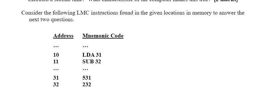 Consider the following LMC instructions found in the | Chegg.com