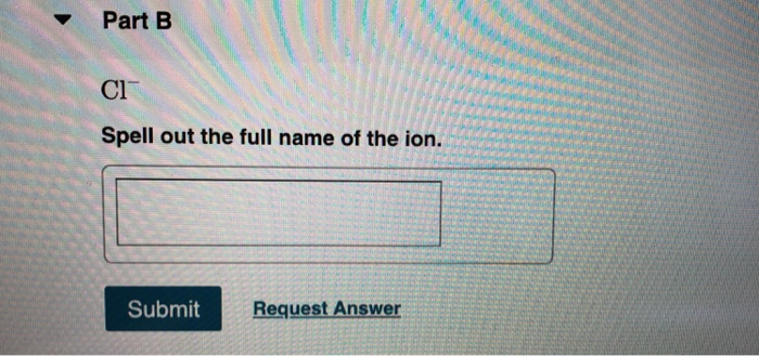 Solved Part B Cl Spell out the full name of the ion. Submit | Chegg.com