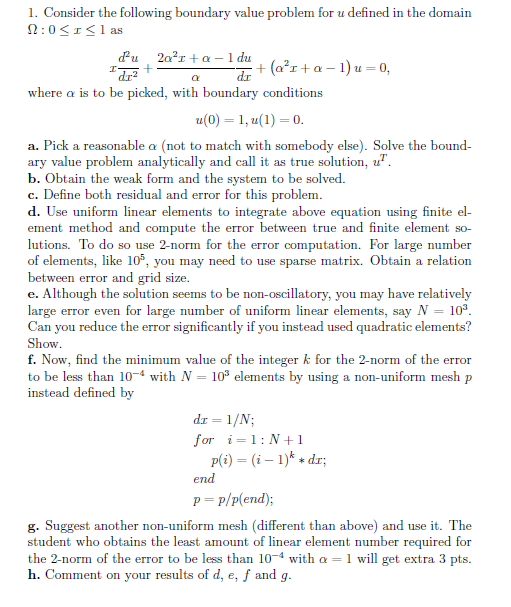 1. Consider the following boundary value problem for | Chegg.com