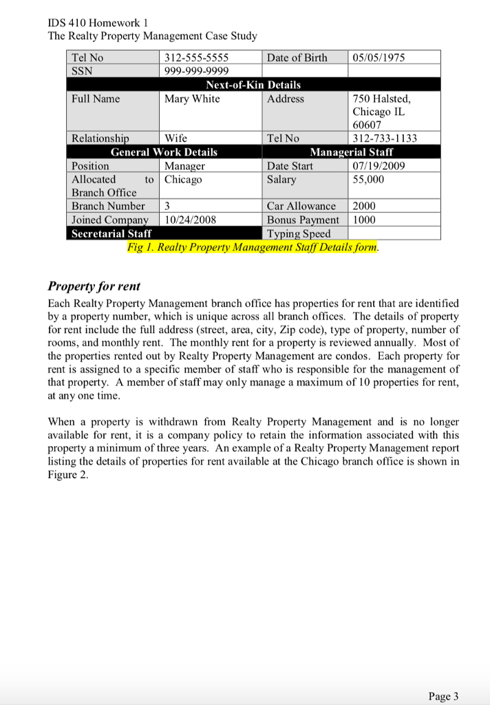 Solved IDS 410 Homework I The Realty Property Management | Chegg.com