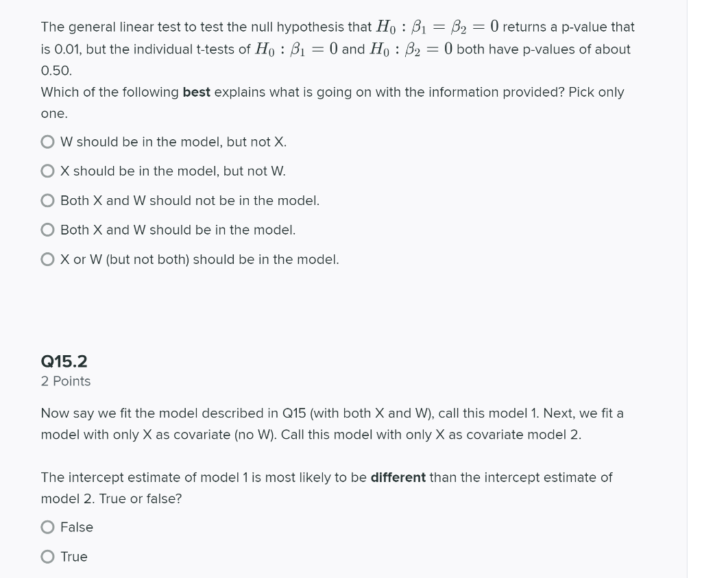Solved The general linear test to test the null hypothesis | Chegg.com