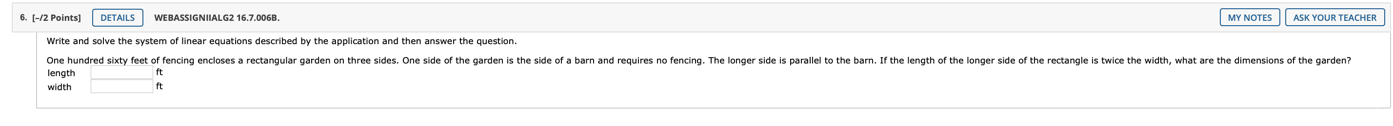 Solved 6. [-12 Points] DETAILS WEBASSIGNIIALG2 16.7.006B. MY | Chegg.com