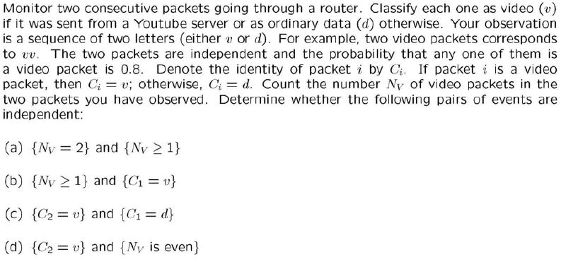 Solved Monitor two consecutive packets going through a | Chegg.com