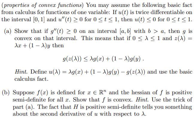 Solved ( properties of convex functions) You may assume the | Chegg.com