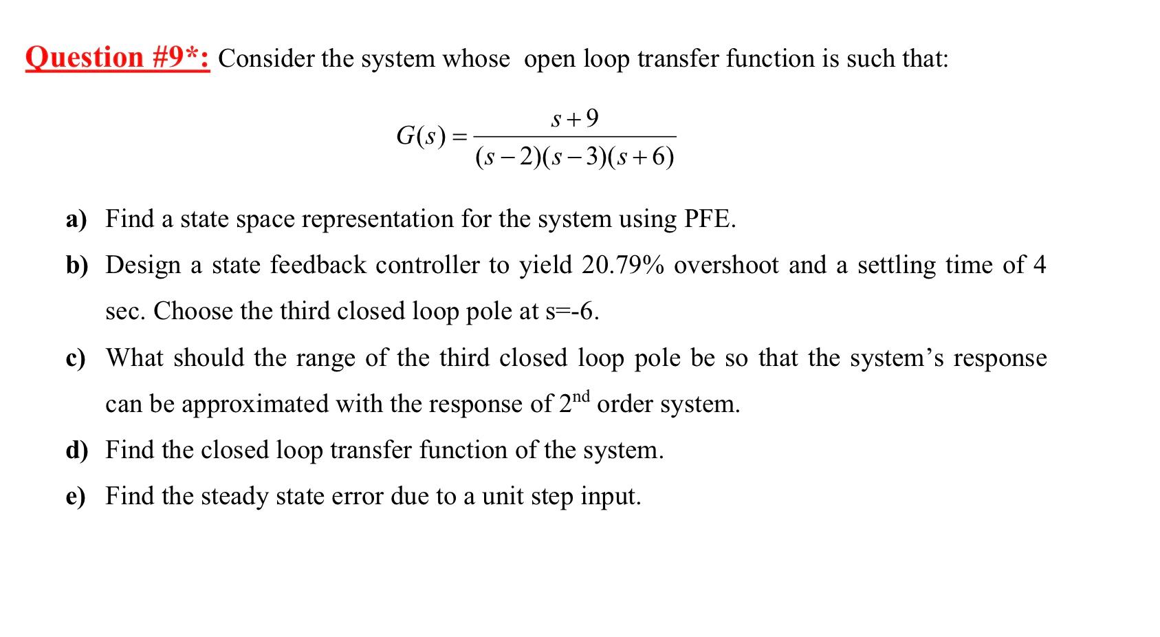 Solved Question #9∗ : Consider the system whose open loop | Chegg.com