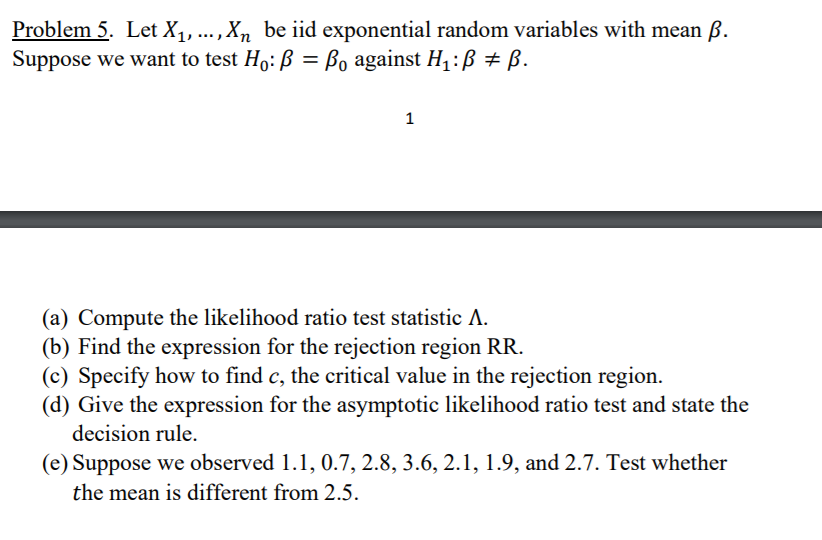 Solved Problem 5. Let X1, ..., Xn be iid exponential random | Chegg.com