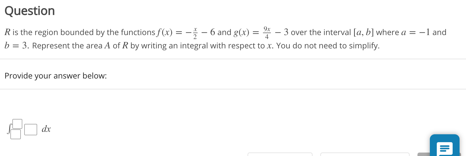 Solved R is the region bounded by the functions f(x)=−x2−6 | Chegg.com