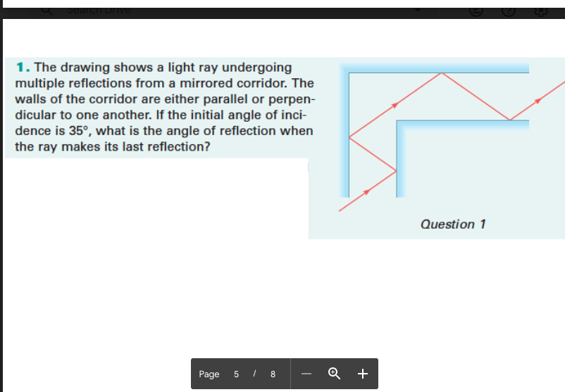 Solved 1. The drawing shows a light ray undergoing multiple | Chegg.com