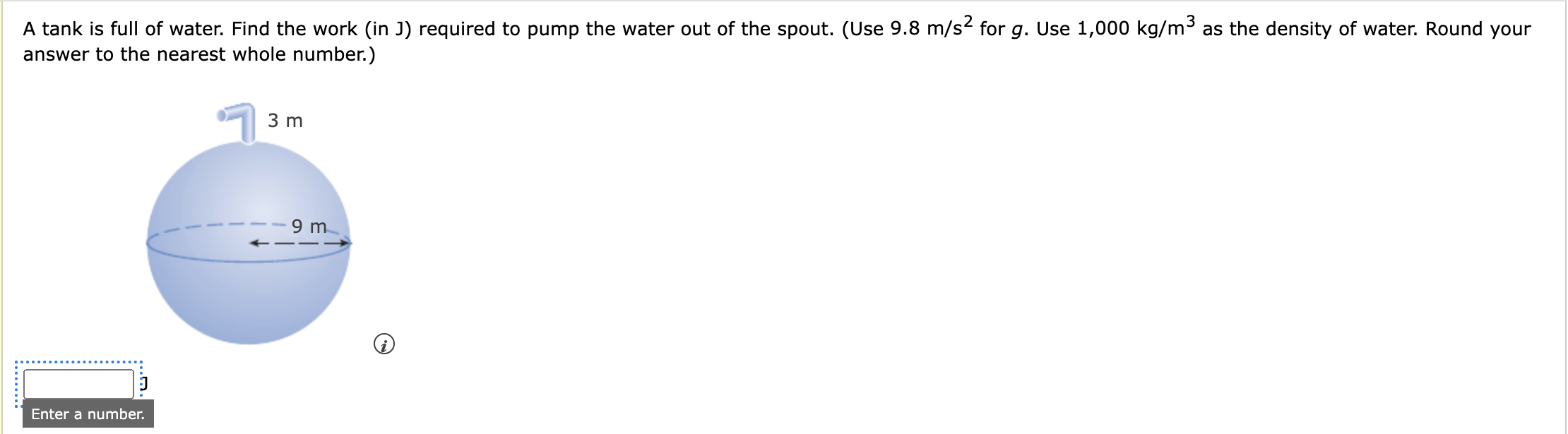 Solved A tank is full of water. Find the work (in J) | Chegg.com