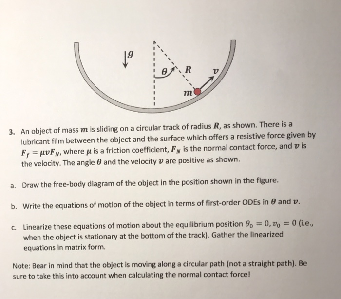 Solved An object of mass m is sliding on a circular track of | Chegg.com