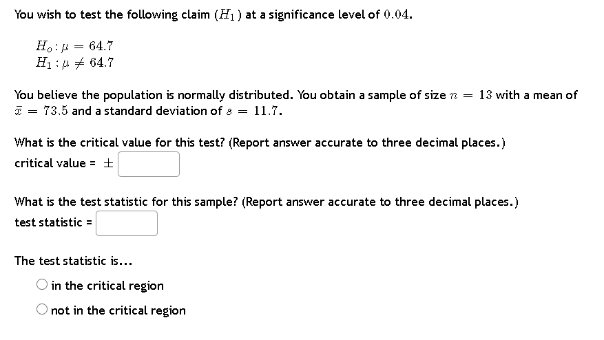 Solved The drawing below represents a right tail test where | Chegg.com