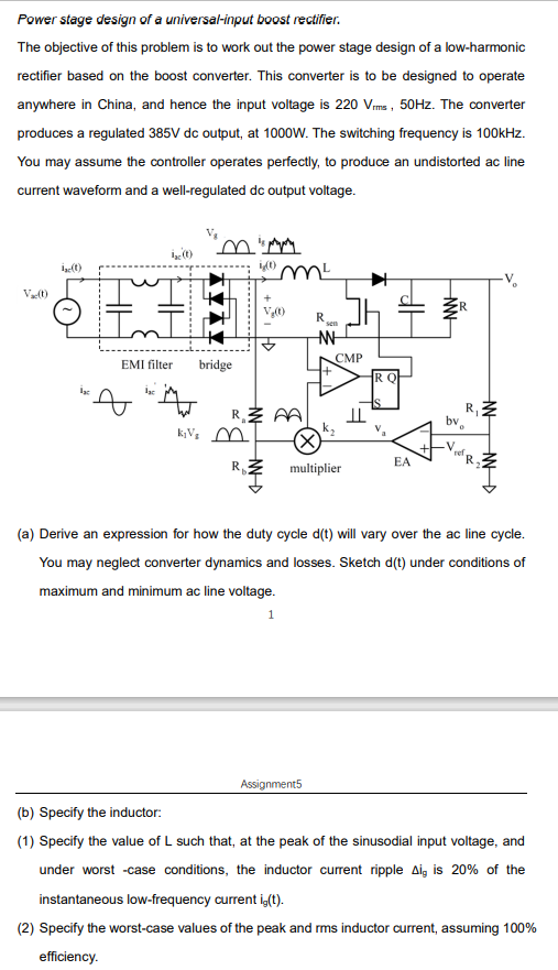 Power stage design of a universal-input boost | Chegg.com