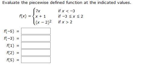 Solved Evaluate the piecewise defined function at the | Chegg.com