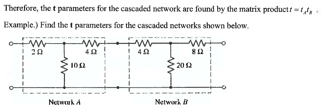 Solved Therefore, the t parameters for the cascaded network | Chegg.com