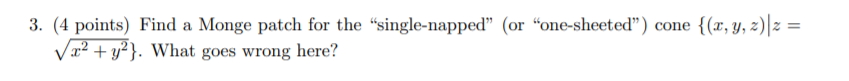 Solved 3. (4 points) Find a Monge patch for the | Chegg.com
