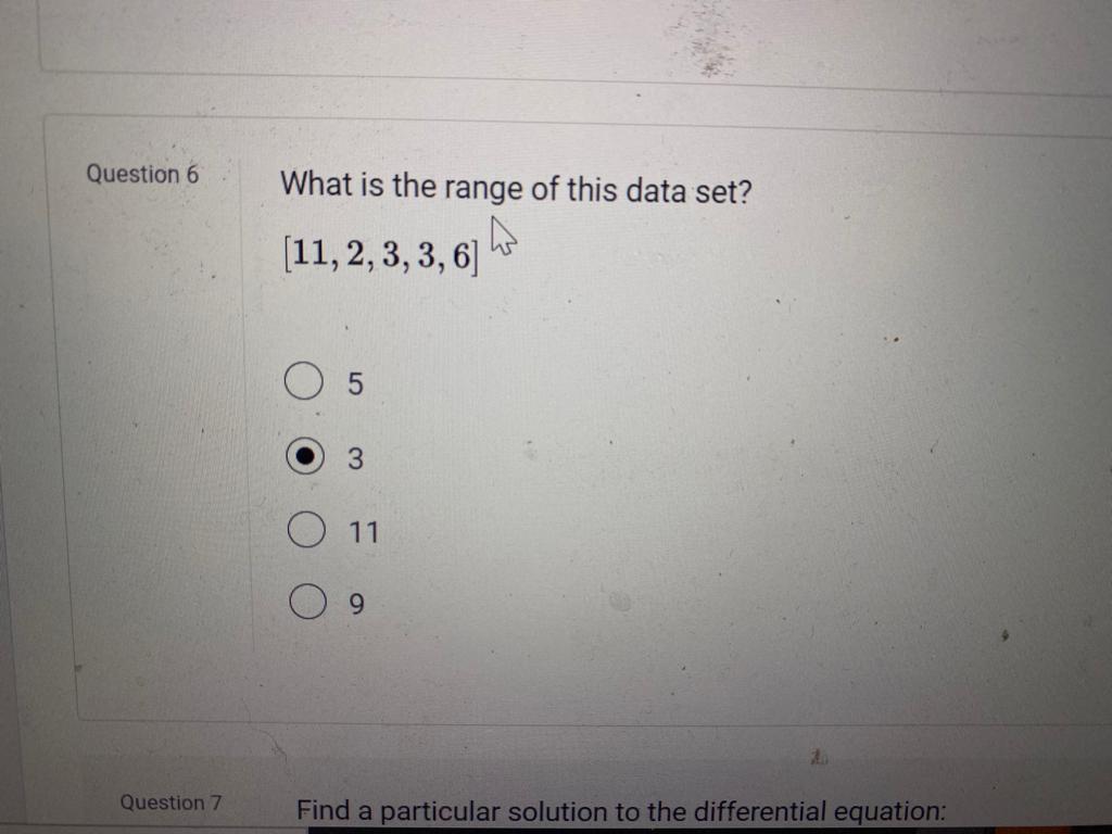 Solved What is the range of this data set? [11,2,3,3,6] 5 3 | Chegg.com