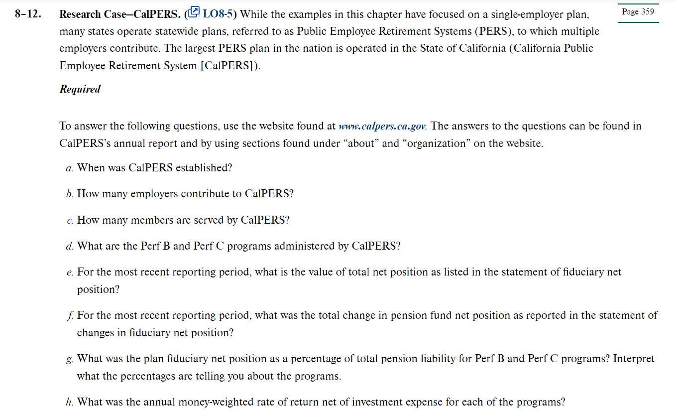 Solved Research Case-CalPERS. (【 LO8-5) While the examples | Chegg.com