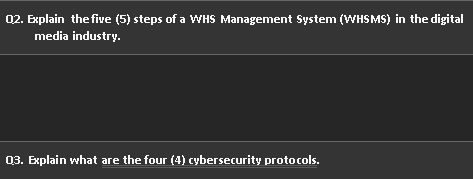 Solved Q2. Explain the fire (5) steps of a WHS Management | Chegg.com