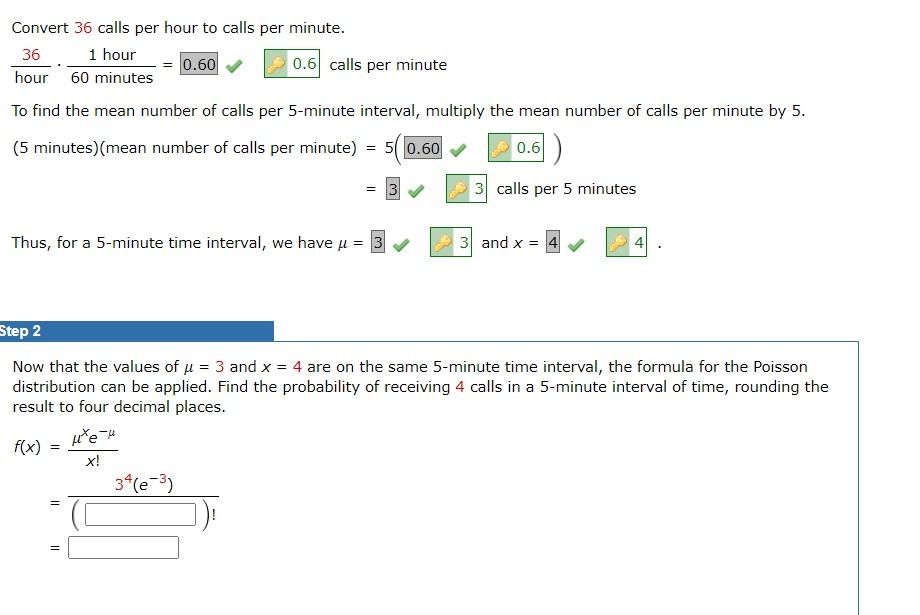 Solved Convert 36 calls per hour to calls per minute. 36 1 | Chegg.com