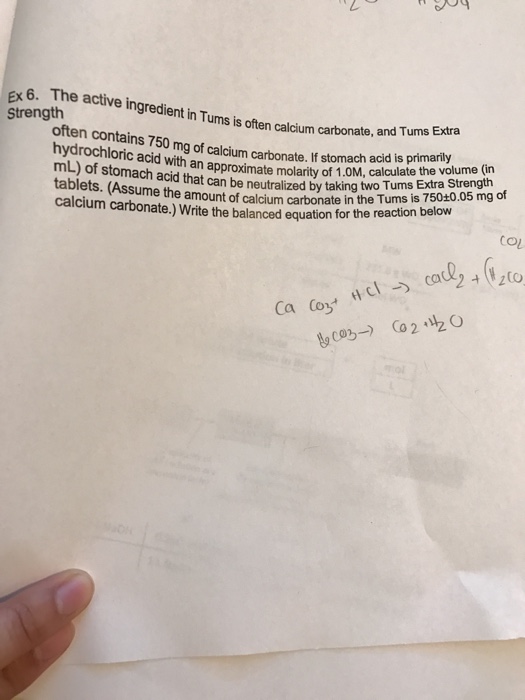 Solved The active ingredient in Tums is often calcium | Chegg.com