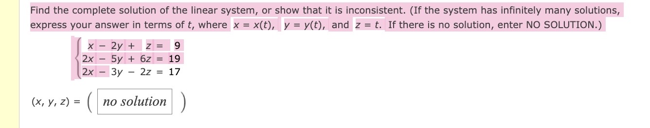 Solved MetaFind the complete solution of the linear system, | Chegg.com