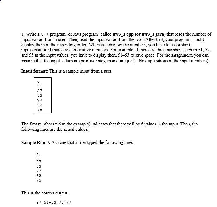 Solved 1. Write a C++ program (or Java program) called | Chegg.com