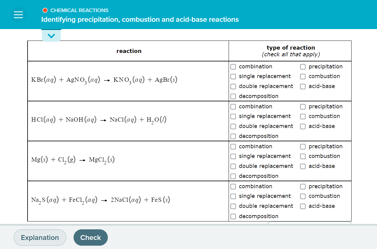 Solved O Chemical Reactions Identifying Precipitation