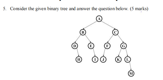 Solved 5. Consider the given binary tree and answer the | Chegg.com