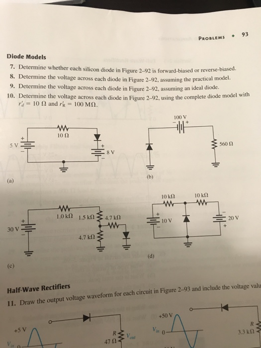 Solved PROBLEMS 93 Diode Models 7. Determine whether each | Chegg.com