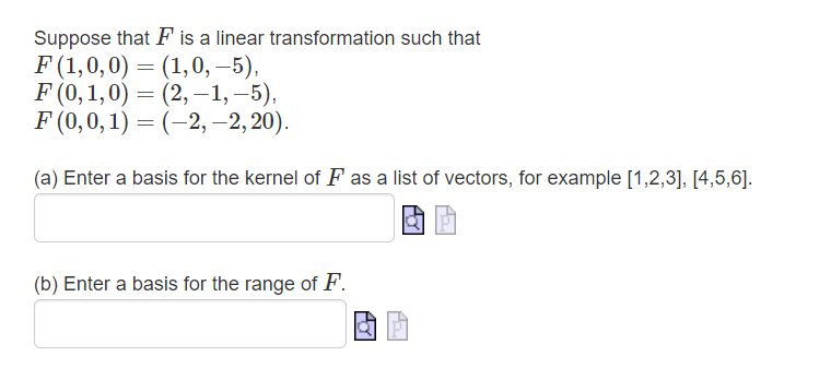 Solved Suppose that F is a linear transformation such that | Chegg.com