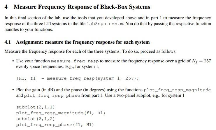 4 Measure Frequency Response of Black-Box Systems In | Chegg.com