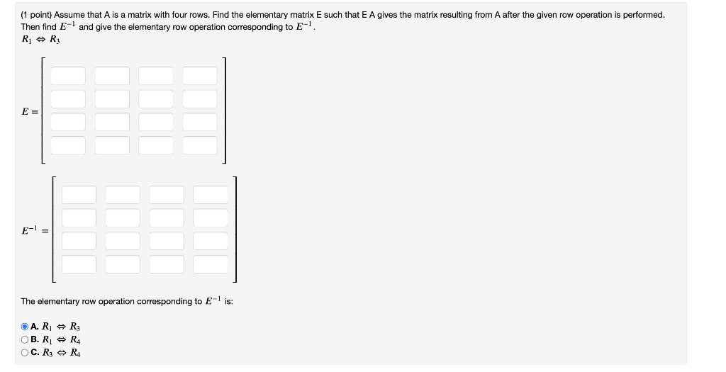 Solved (1 point) Assume that A is a matrix with four rows. | Chegg.com