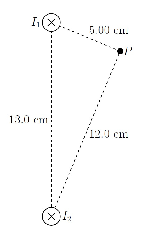 Solved Two long, parallel conductors carry currents I1 = | Chegg.com