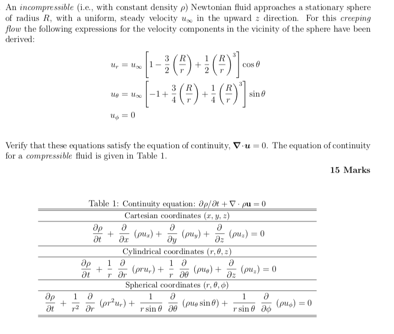 Solved An incompressible (i.e., with constant density p) | Chegg.com