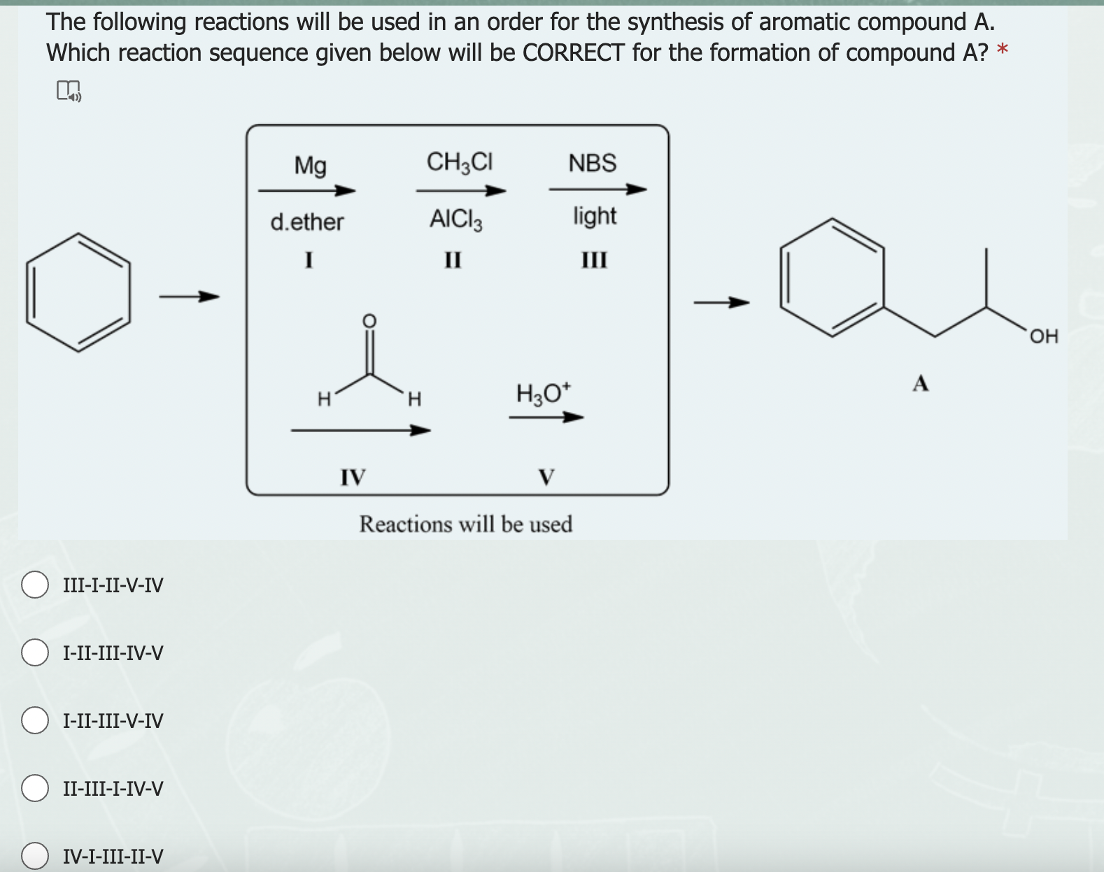 Solved The following reactions will be used in an order for | Chegg.com