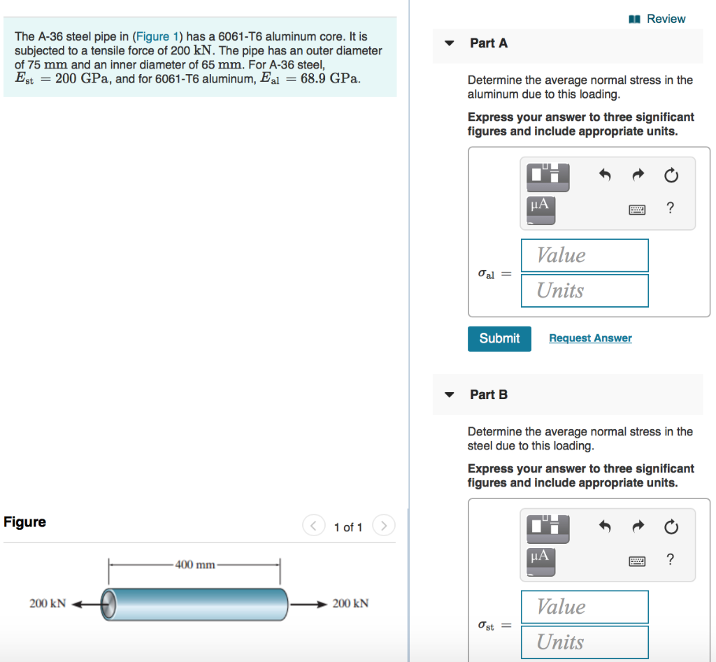 Solved Review The A-36 steel pipe in (Figure 1) has a | Chegg.com