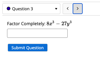 Solved Factor Completely: 8x3−27y3 | Chegg.com