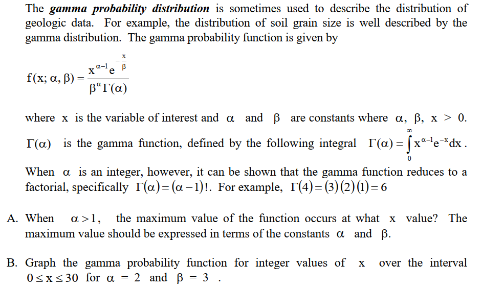 Solved The gamma probability distribution is sometimes used | Chegg.com