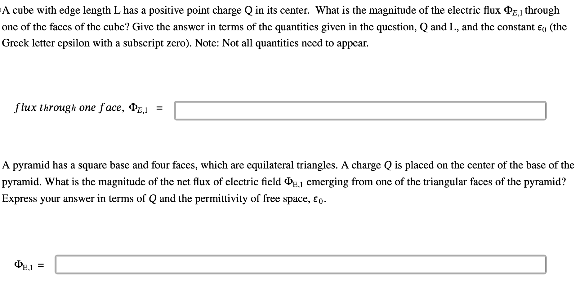 Solved A cube with edge length L ﻿has a positive point | Chegg.com