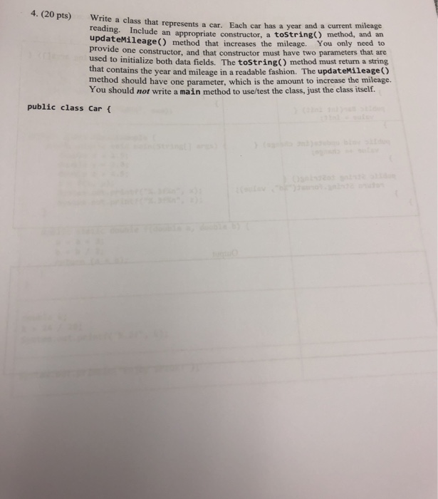 Solved 4. (20 pts) Write a class that reading. Include upd | Chegg.com