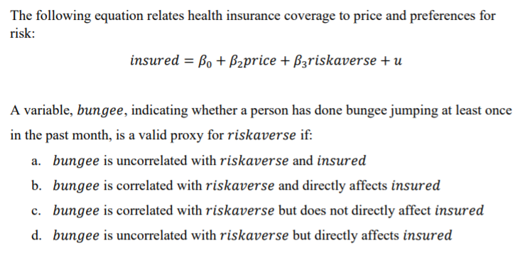 Solved The following equation relates health insurance | Chegg.com