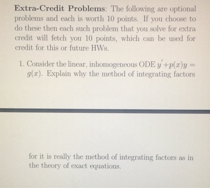 Solved Extra-Credit Problems: The following are optional | Chegg.com