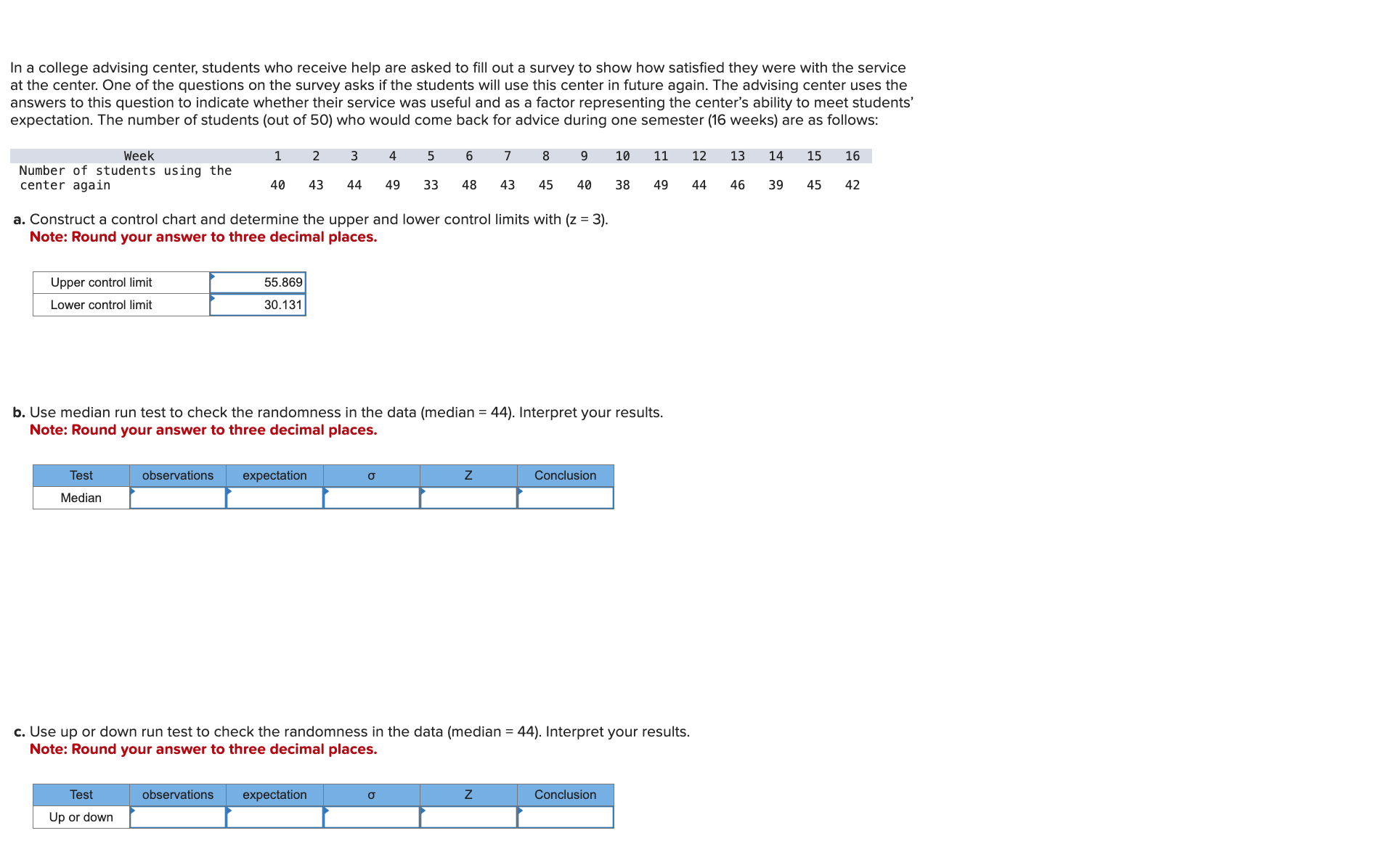 Solved Additional Problem 10-5 (Algo) ﻿In a college advising | Chegg.com