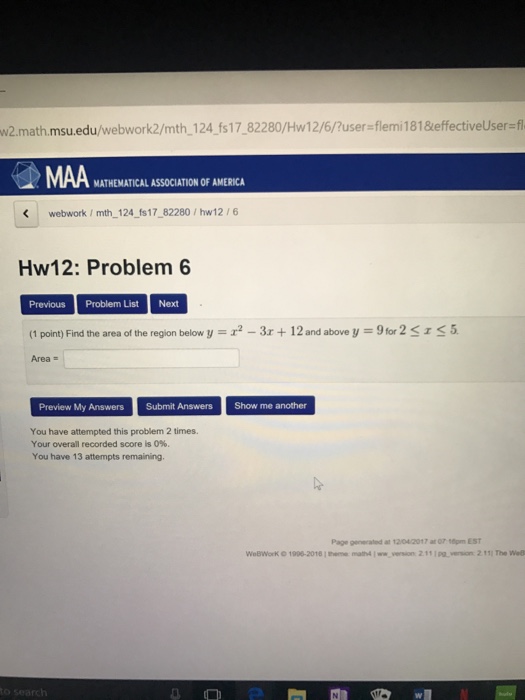 Solved w2.math.msu.edu/webwork2/mth 124 fs17 | Chegg.com